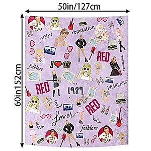 ETSKOM Singer Throw Blanke Taylor 2024 Flannel Blanket Taylor Party Bedroom Decorations Warm Throw Purple Blanket 50×60inch
