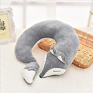 Cute Fox Travel Pillow for Adults Teens Cartoon Animal U-Shaped Neck Pillow Soft Washable Neck Cushion for Head Support Chin Neck Support Travelling Pillow for Airplanes Car Bus Train Office Home Use