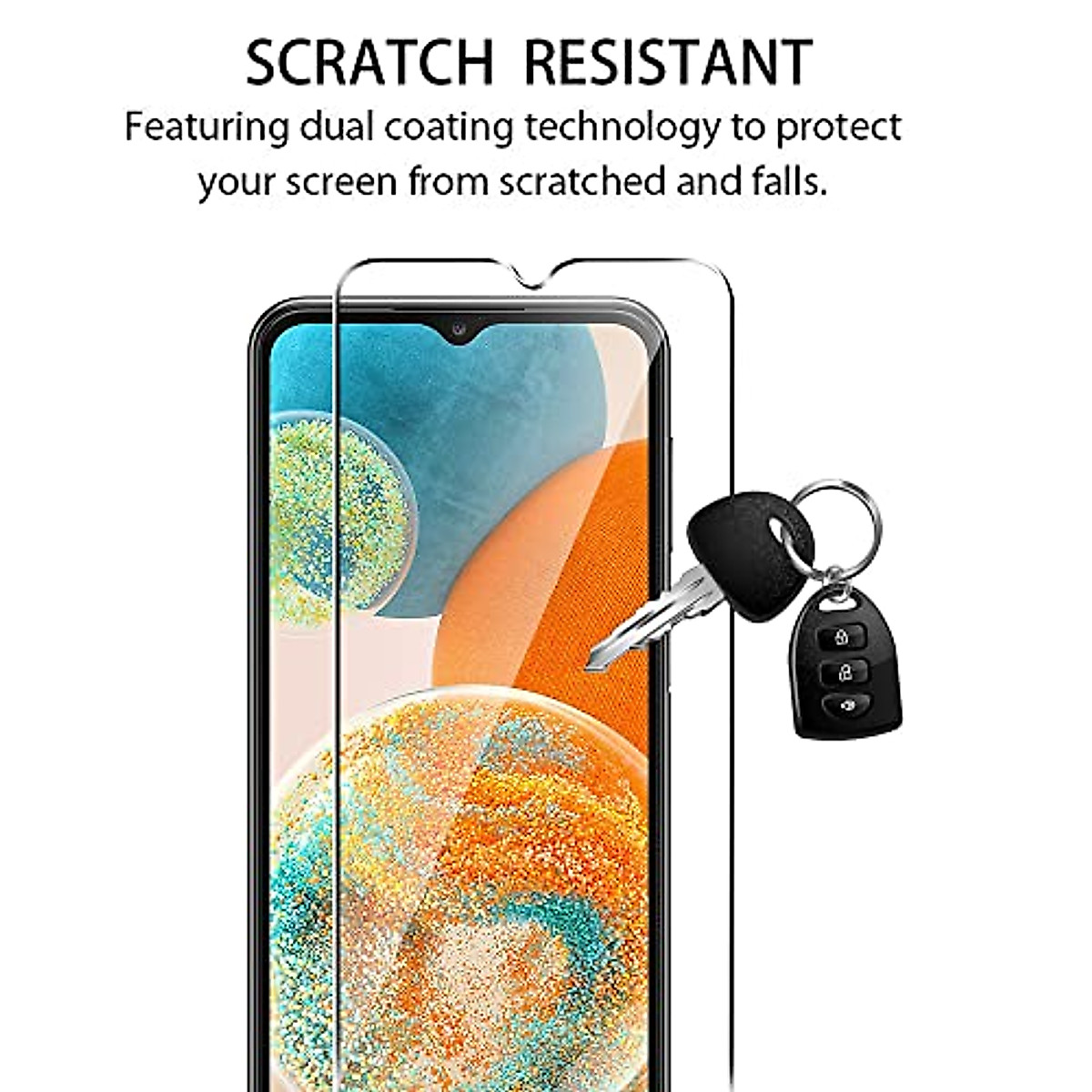 Suttkue for Samsung Galaxy A23 5G/4G Screen Protector with Camera Lens Protector, 9H Hardness Anti-Scratch Tempered Glass flim, Case Friendly, Anti-Fingerprint,Anti-Scratch (2+2 PACK)