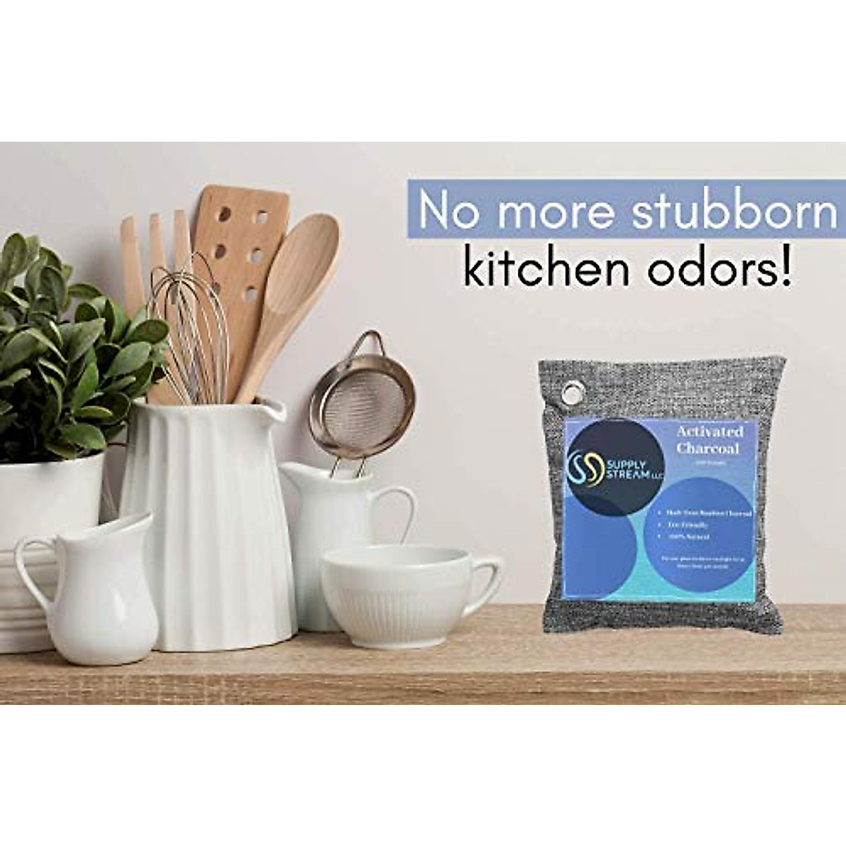 Natural Charcoal Bamboo Bags / 4 Pack / Fresh Order Absorber Bag / for Home, Closet Pet Drawers / Air Deodorizer / Activated Charcoal Bags