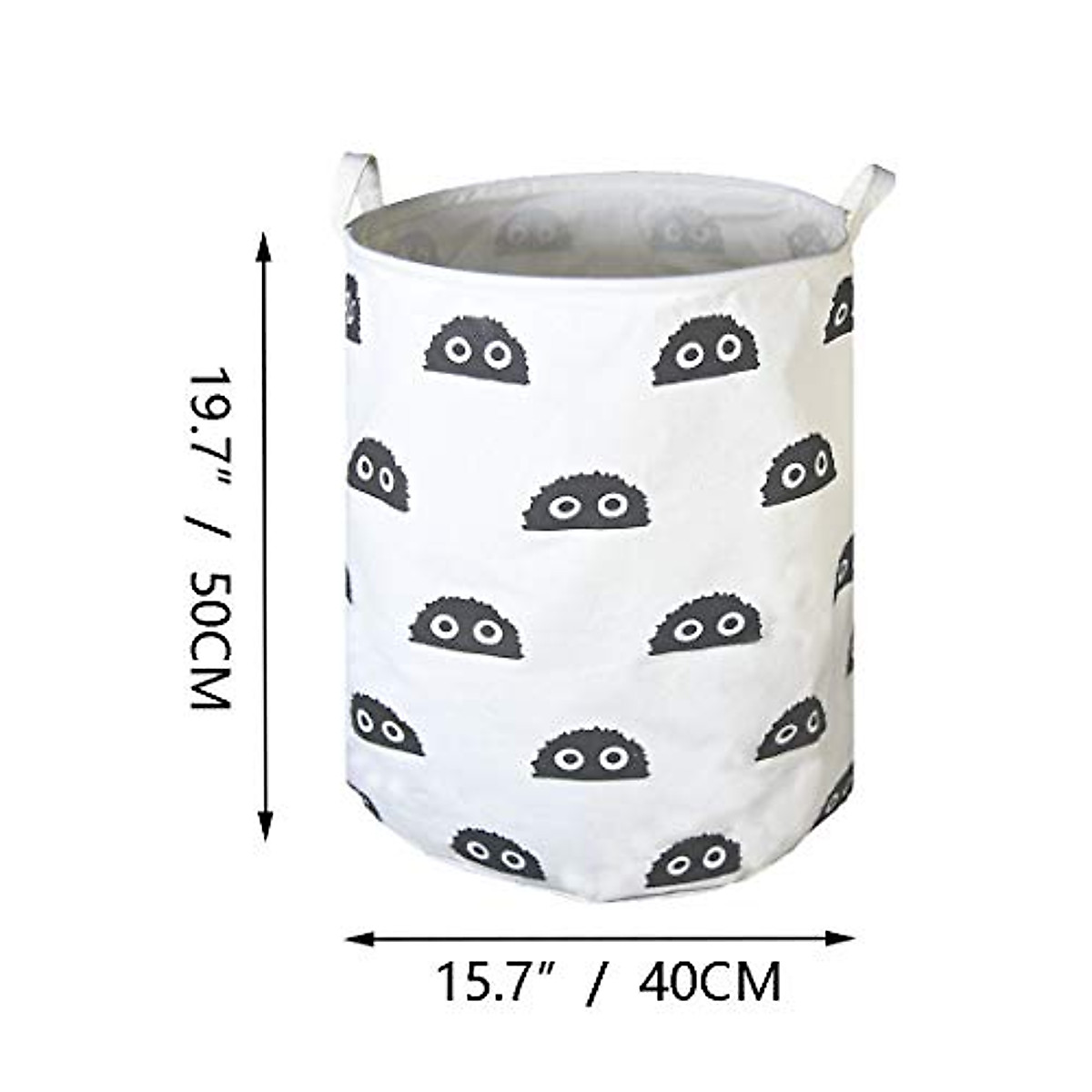 SEAFOWL 19.7" Collapsible Laundry Basket,Round Canvas Waterproof Large Storage Basket Cute Cartoon Nursery Basket (Big Eye Monster)