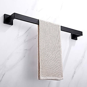 TASTOS 23.6 Inch Black Single Towel Bar Rack, SUS 304 Stainless Steel Bathroom Towel Bar Heavy Duty Towel Holder Kitchen Towel Rod, Wall Mount with Screws Towel Bar Rod Matte Black Finish