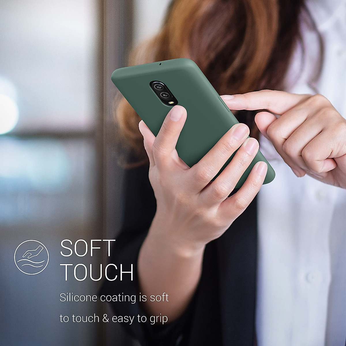 kwmobile Case Compatible with OnePlus 6T Case - TPU Silicone Phone Cover with Soft Finish - Forest Green