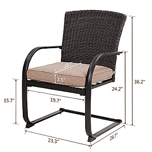 Grand patio Dining Wicker Chair Outdoor Conversation Set with Cushions 2-Piece, C-Spring Rocker Lounge Chair Set of 2 Steel Frame for Yard, Garden, Backyard, Deck, Bistro-Beige