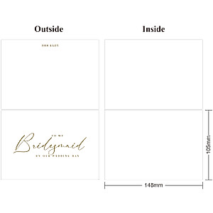 LADY&HOME To My Bridesmaid On My Wedding Day Card,Bridesmaid Thank You Card Wedding Day Bridesmaid Proposal (Gold Foil,Bridesmaid)