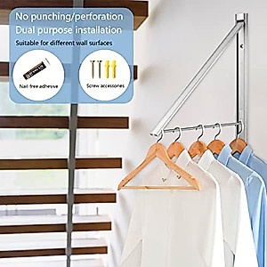 DarMeyFull Wall Mounted Drying Racks for Laundry, Solid Aluminum Clothes Drying Rack Folding Indoor Laundry Room Organization,Laundry Hanger Dryer Rack (1 Racks, Silver)