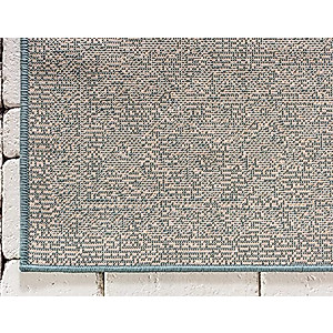 Unique Loom Botanical Collection Bohemian, Abstract, Traditional, Indoor and Outdoor Area Rug, 4' 0" x 6' 0", Light Blue/Beige