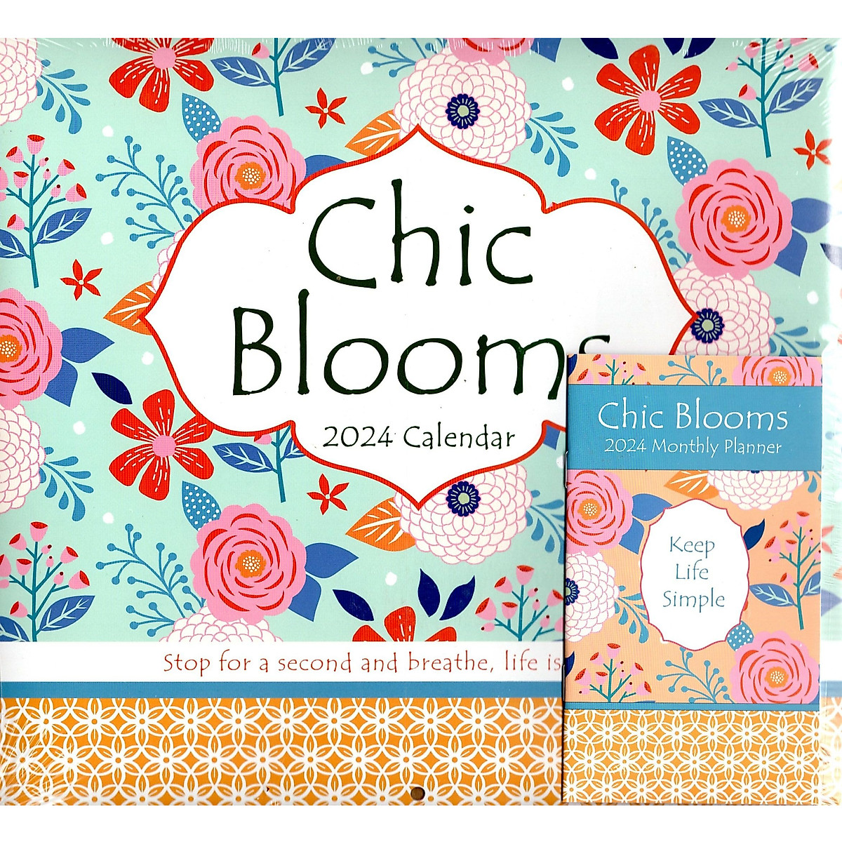 Chic Blooms - 2024 12-Month Wall Calendar + Pocket Planner (Pack of 2)