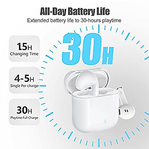 KCOOL Wireless Earbuds, HiFi Stereo Earphones Bluetooth 5.2 Headphones, Noise Reduction, Auto Pairing Mini Earbuds 30 hrs Playtime with Charging Case for Sports/Work, Gifts for Dad/Him