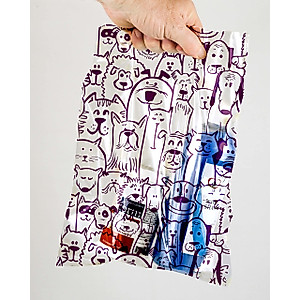 Pet Themed Clear Scatter Print Bags 9" x 12" Paw Prints & Hearts - Black & Red (MSP1008) 100ct bags per box