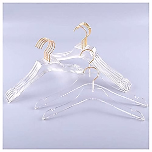 GAMVDOUT 10 Pcs Clear Acrylic Hanger Crystal Clothes Hanger with Gold Hook Non-Slip Transparent Formal Dress Standard Hanger