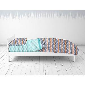 Bacati - 2 Pack Tribal/Aztec/Triangles Silky Soft Breathable 100% Cotton Muslin Baby Crib Fitted Sheets - Fits Standard 28 x 52 x 5 Crib & Toddler Mattresses (Orange Triangles)