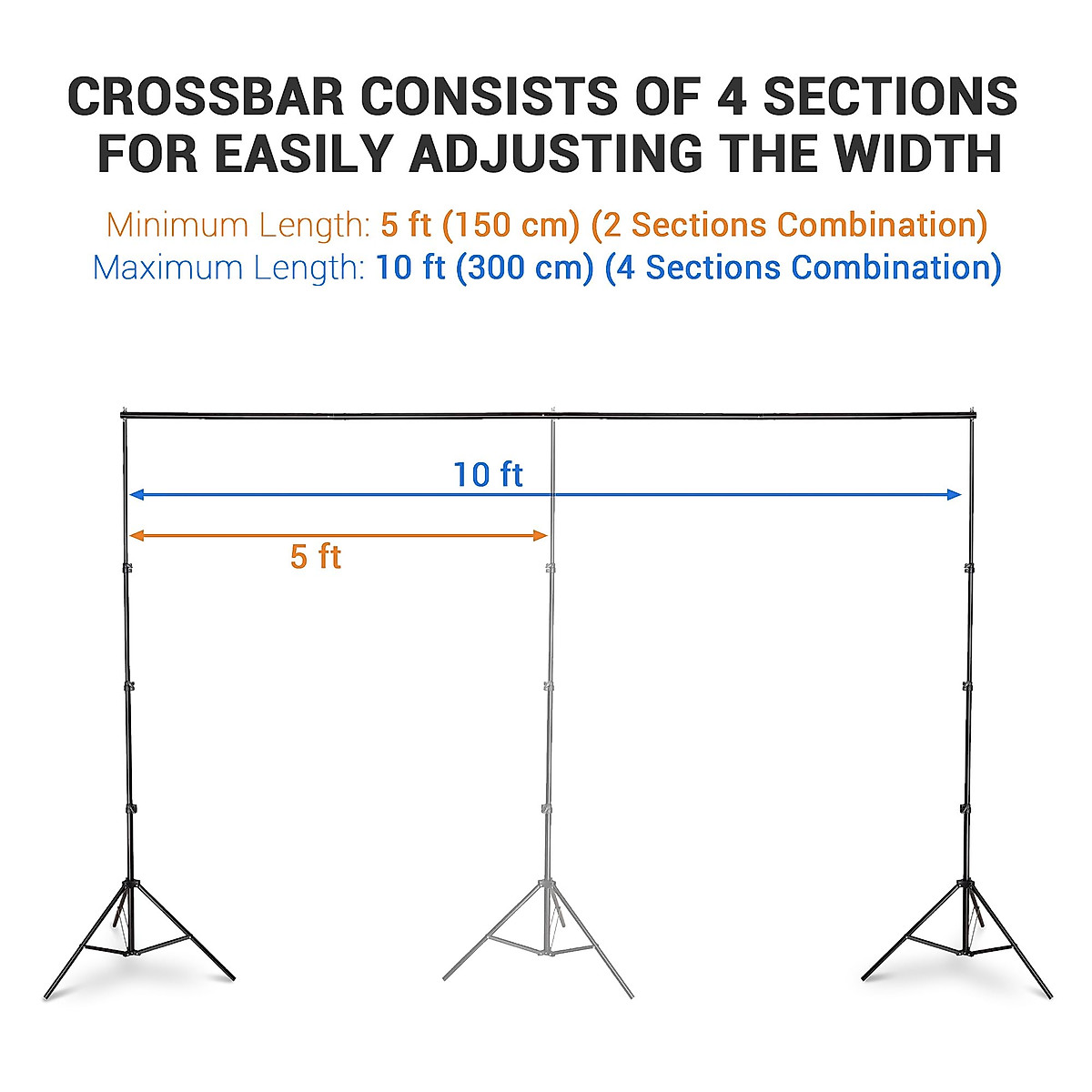 AW 8.5x10ft Backdrop Stand Support System with 4X Clamps 2X Clips 2X Sand Bags 1x Carry Bag for Parties Events Photography