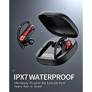 GOSCIEN Ear Buds Wireless Bluetooth Earbuds 50Hrs Playtime Bluetooth 5.1 with Wireless Charging Case IPX7 Waterproof Wireless Bluetooth Earphones with Earhook for Sports