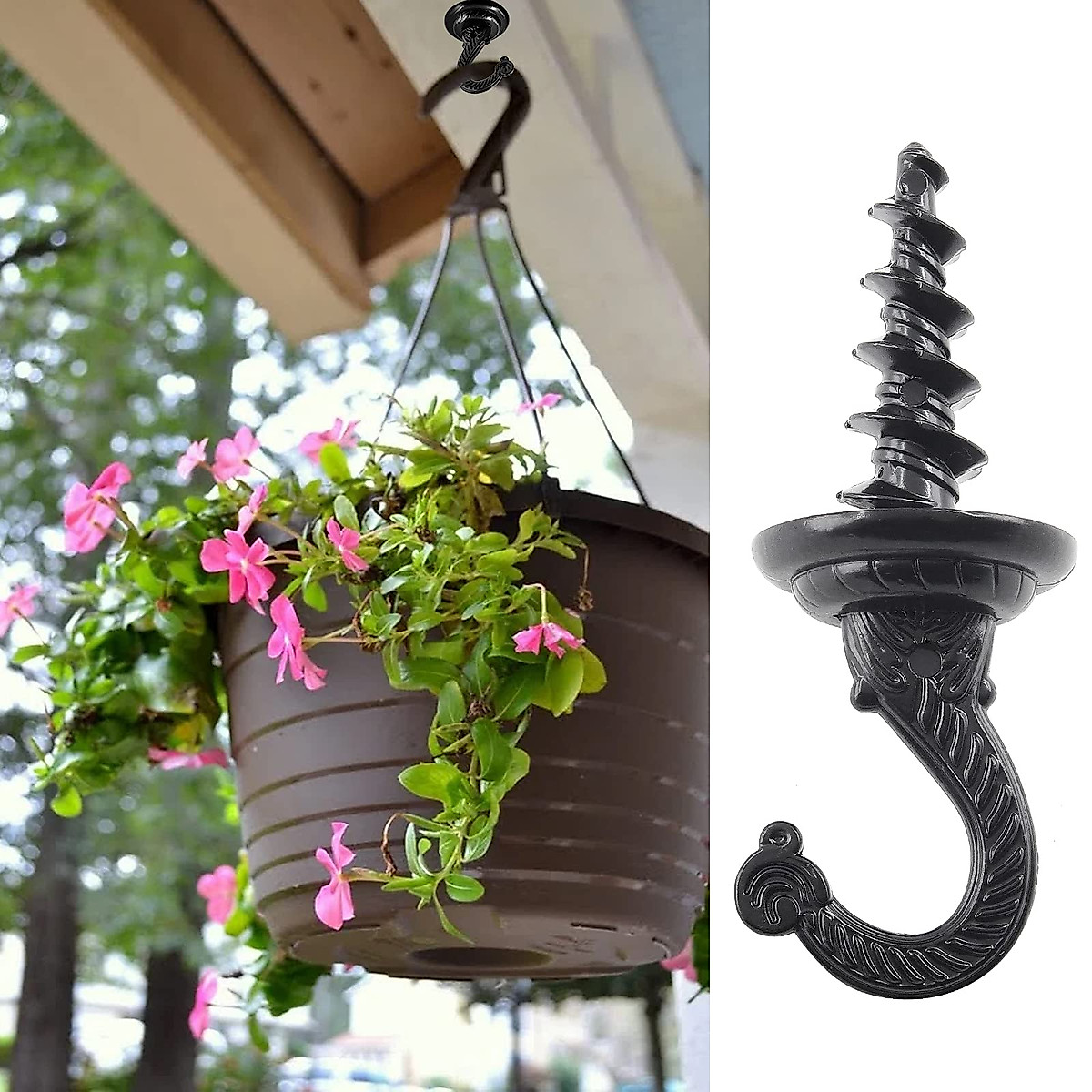 Rierdge 4 Pcs Black Swag Ceiling Hooks Heavy Duty, 3 Inch Swag Hanging Ceiling Hooks Indoor Outdoor for Chandelier Plants Etc (Black)