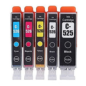 Fafeicy Printer Cartridge Ink Cartridge with Ink for PIXMA IP4850/IP4950 IX6550 MG5150/MG5250 (BK BK C M Y 5 Colors)