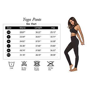 DIBAOLONG Womens High Waist Yoga Pants Cutout Ripped Tummy Control Workout Running Yoga Skinny Leggings Black M