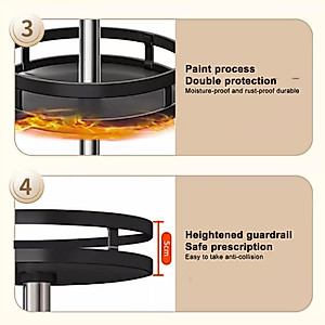 Rotating Spice Rack, Multi-Layer Tier Lazy Susan Turntable, Rotates 360 Degrees, Adjustable Shelves, Double Layer, and A Revolving Design Make it the Perfect Spice Holder (Color : Black, Size : 3 la