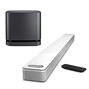 Bose Smart Soundbar 900, White with Bass Module 500 for Soundbar, Black