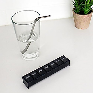 EZY DOSE Weekly (7-Day) Pill Case, Medicine Planner, Vitamin Organizer Box, Convenient and Easy to Use, Large Compartments, Travel Friendly, Black, Made in the USA, BPA Free