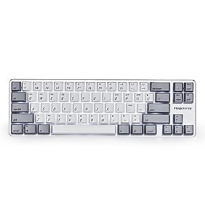 Qisan Happy Deals 20% Discount Off Mechanical Gaming Keyboard Gateron Brown Switch Wired/Wireless Bluetooth Keyboard 68-Keys Mini Design(60%) PBT Keycaps White/Gray Color for Gaming/Office Magicforce
