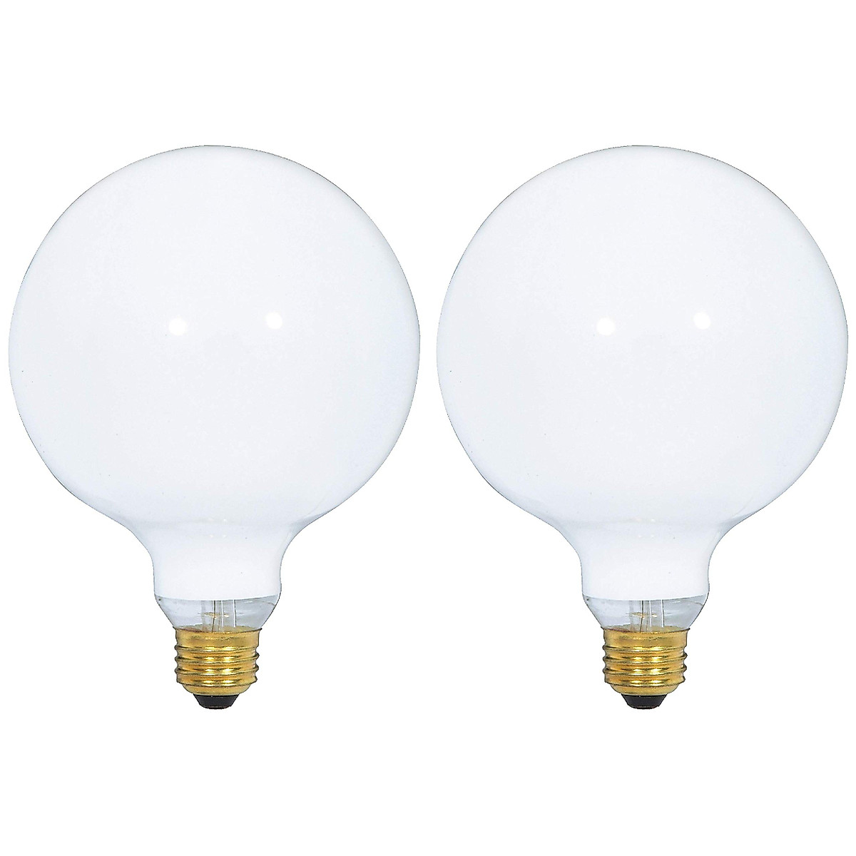 KOR (2 Pack) G40 Incandescent Light Bulb 2700K Soft Light, Decorative Globe Light Bulbs,E26 Medium Base, Perfect use for Decor, Pendant, Bathroom/Vanity Mirror Makeup, Dimmable. White-Finish (60)