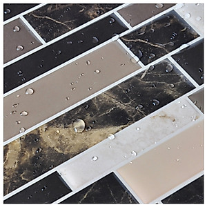 Art3d 6-Pack Peel and Stick Vinyl Sticker Kitchen Backsplash Tiles, 12" x 12" Marble Design