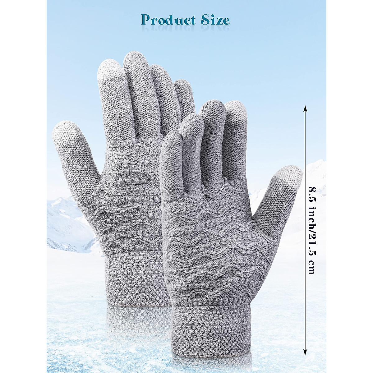 KUTTOR 3 Pairs Women's Winter Knit Plush Gloves Touch Screen Gloves Thermal Cable Knit Wool Fleece Lined Touchscreen Mittens