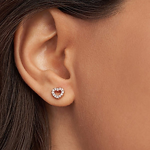PANDORA Open Heart Stud Earrings - Great Gift for Her - Stunning Women's Earrings - 14k Rose Gold & Cubic Zirconia