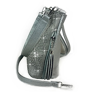 Zzfab Star Sparkling Rhinestones Crossbody Bag Pewter
