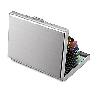 YILANDI RFID Blocking Credit Card Holder Slim Metal Credit Card Wallets Stainless Steel Card Case Portable Business Card organizer for Women or Men (silver)