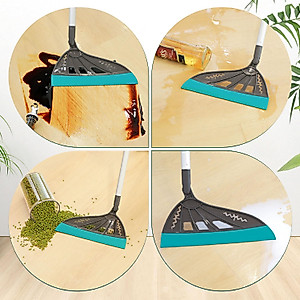 Hli Magic Broom Sweeper, Multifunction Silicone Broom, Household Squeegee Broom for Floor Cleaning, Bathroom, pet Hair, Blue Dog Broom Brush Set (Light Grey)