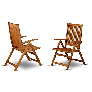 East West Furniture BSCN9NC5N Beasley 9 Piece Patio Bistro Dining Furniture Set Includes an Oval Outdoor Acacia Wood Table and 8 Folding Adjustable Arm Chairs, 36x78 Inch, Natural Oil