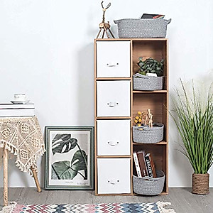 MINTWOOD Design Set of 4 Cotton Rope Nesting Baskets, Decorative Woven Nursery Baskets, Cute Closet Baskets and Bins for Shelves, Table Basket Organizers for Small Accessories, Light Grey Mix