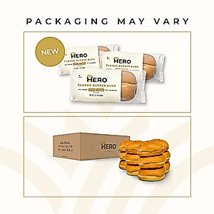 Hero Classic Hamburger Buns - Delicious Burger Buns | Net Low Carb Buns | High Fiber, 0g Net Carbs, 0g Sugar & 90 Calories Per Serving Burger Rolls (12 Buns, Pack of 3)