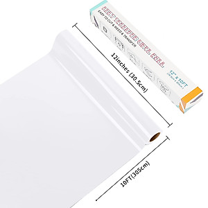 Lya Vinyl Heat Transfer Vinyl 12" x 10ft White Iron on Vinyl Roll for Cricut, Silhouette Cameo, Premium HTV for DIY Clothes, Bags, Shoes and Other Textiles