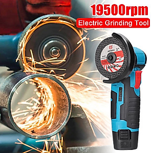 Weytoll Mini Angle Grinder, 19500rpm Electric Grinding Tool Mini Grinder Handheld Cutter,with 1pcs 12V 3900mAh Battery & 2pcs Discs for Cutting Polishing Ceramic Tile Wood Stone Steel