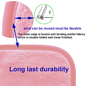 𝐄𝐱𝐭𝐫𝐚 𝐓𝐡𝐢𝐜𝐤 Reusable Makeup Remover Face Cloth (10 pack), Makeup Removal Cleansing Cloth Eye Makeup Remover Cloths Gift Box Packaging for Women 5" X 5" -Pink