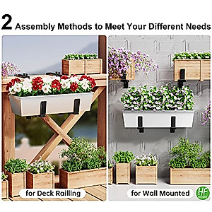 HFHOME 4 PCS Adjustable Planter Box Bracket (6 to 12.5 Inches) for Flower Box Holders, Window Boxes Planters Hooks, Heavy Duty Wall Mount Holder for Windowsills, Garden, Fences, and Balcony - Black