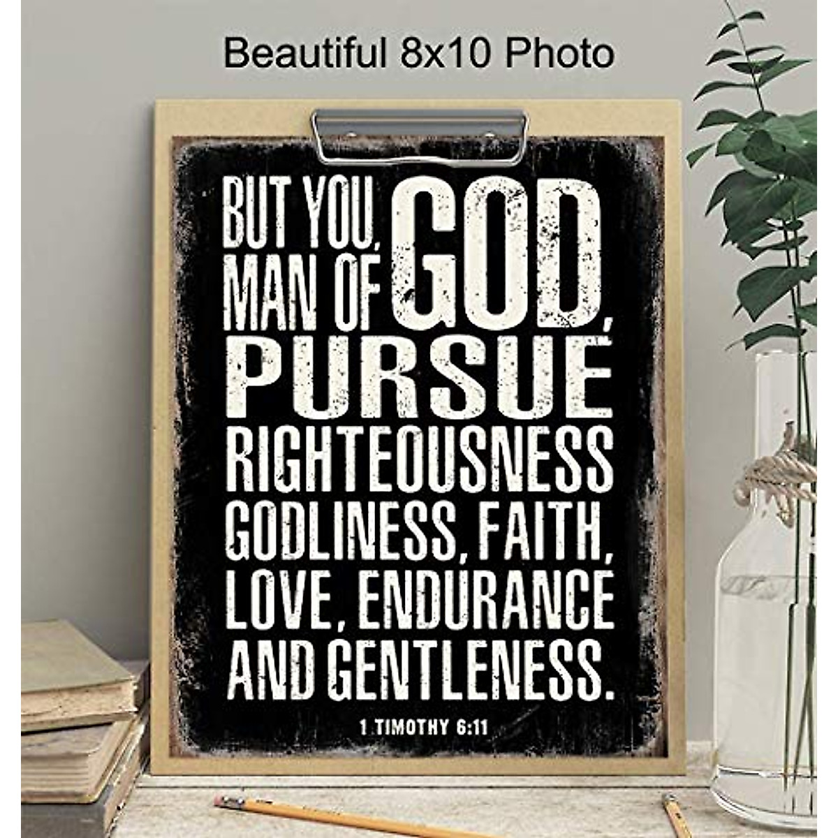 Christian Gifts for Men - Religious Gifts for Men - Catholic Gifts for Men - Religious Wall Decor - Masculine Christianity - God Wall Decor - 1&2 Timothy - Scripture Bible Verse Wall Art Decorations
