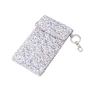 Hongeely Soft Glasses Case Double Eyeglass Case Sunglasses Travel Pouch for Women Men with Key Chain (Floral pattern - Grayish blue)