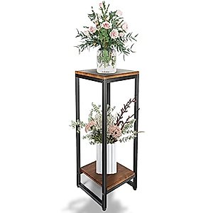 Jo.Devivre 30 inch tall plant stands Indoor ,Tall Metal Single Plant Holder, 2 tier Pedestal Stands, Modern Corner Square Flower Tall Plant Tables Indoor Outdoor (Style D-2 tier)