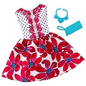 Barbie Fashions Complete Look - Floral Red Dress