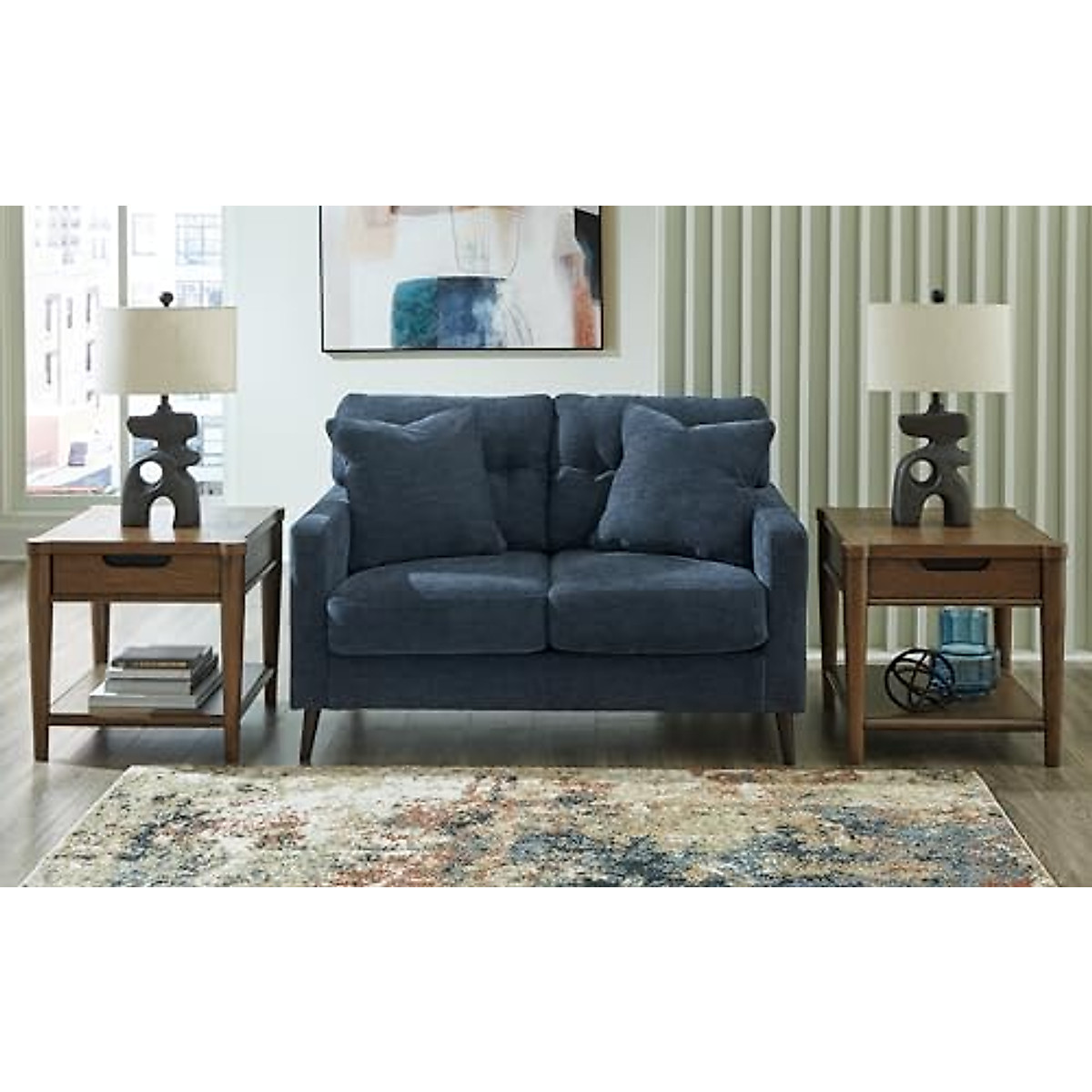Signature Design by Ashley Bixler Loveseat, 57" W x 38" D x 37" H, Blue