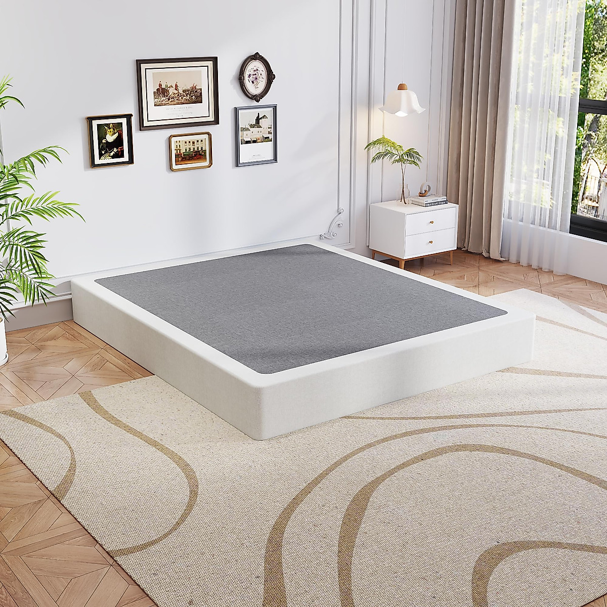 OSASET Queen Box Spring, 9 Inch Box Spring for Queen Bed, Heavy Duty Metal Frame Mattress Foundation Support for 3000lbs, Easy Assembly, Noise Free, Non Slip