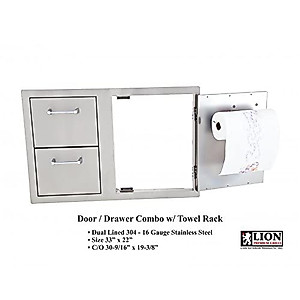 Lion 40-Inch Natural Gas Grill L90000 with Refrigerator and Door and Drawer Combo and Drop-In Sink with and 5 in 1 BBQ Tool Set Best of Backyard Package Deal