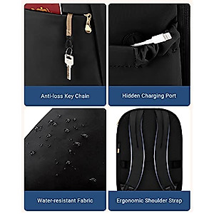 LIGHT FLIGHT Travel Laptop Backpack, 17.3 Anti Theft Laptop Backpack with USB Charging Hole, Water Resistant College Bookbag, Large Capacity Black Computer Backpacks for Work, Black