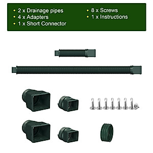Ogutter Rain Gutter Downspout Extensions, Downspout Extender for Rainwater Drainage Flexible, Extendable 58"+66" Down Spout Drain Extension Pipes (2 Pack, Green)