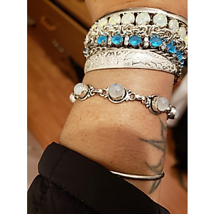 Moonstone Bracelet For Women | White Stone June Birthstone Moon Stone Handmade Link Bracelet | Mother's Day Gifts For Her | Silver Bracelets for Women | Boho Handmade Bracelets