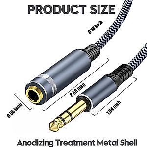 GOSYSONG 1/4 inch Extension Cable 20ft, 1/4" inch Male to Female Stereo Headphone Guitar Extension Cable, Quarter inch Headphone Extension Cable